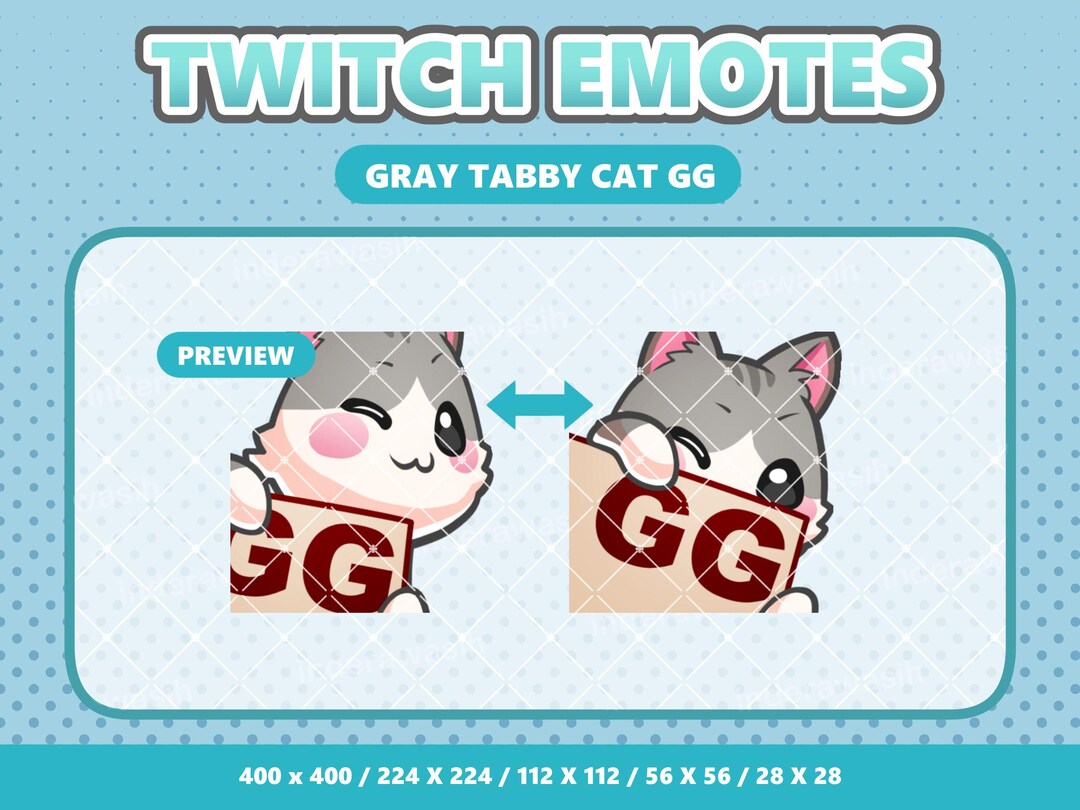 ANIMATED Emote Gray Tabby Cat GG Kawaii - Twitch | Discord | Youtube ...