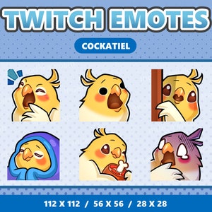 Cockatiel Bird Kawaii Emotes Pack 2 Twitch Discord - Etsy