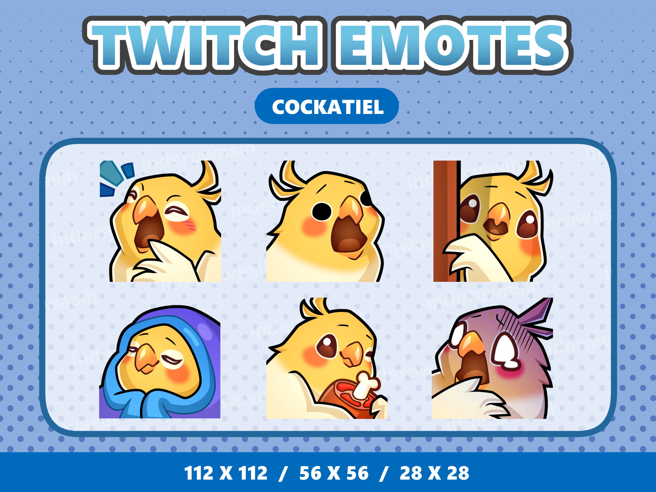 Cockatiel Bird Kawaii Emotes Pack 2 Twitch Discord - Etsy