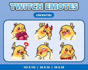 Cockatiel Bird Kawaii Emotes Pack 6 Twitch Discord - Etsy