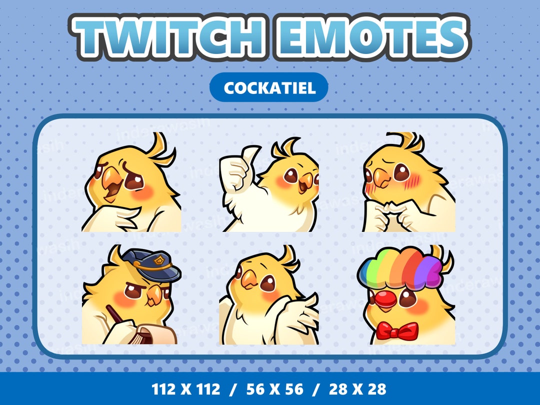 Cockatiel Bird Kawaii Emotes Pack 6 Twitch Discord - Etsy