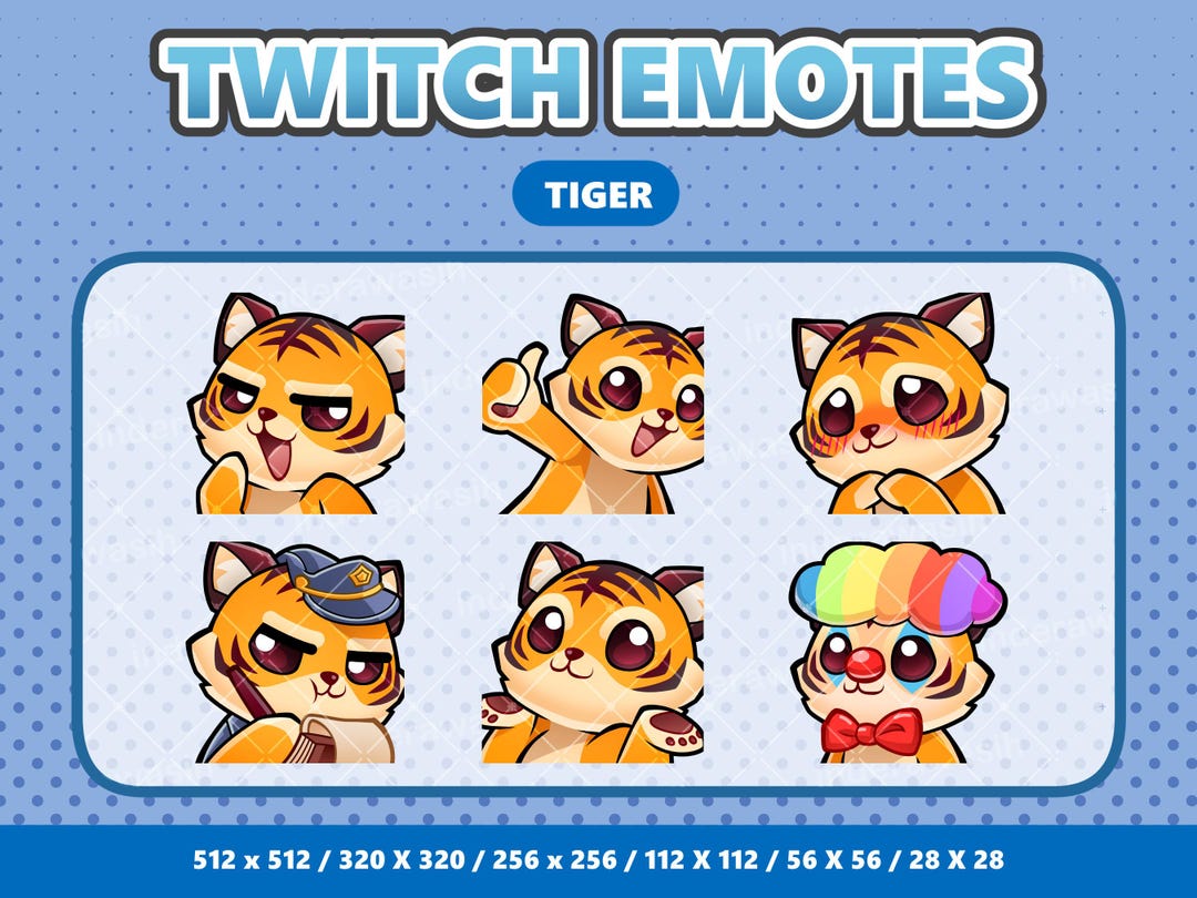 Tiger Kawaii Emotes Pack 6 - Twitch | Discord | Youtube | Streamer ...