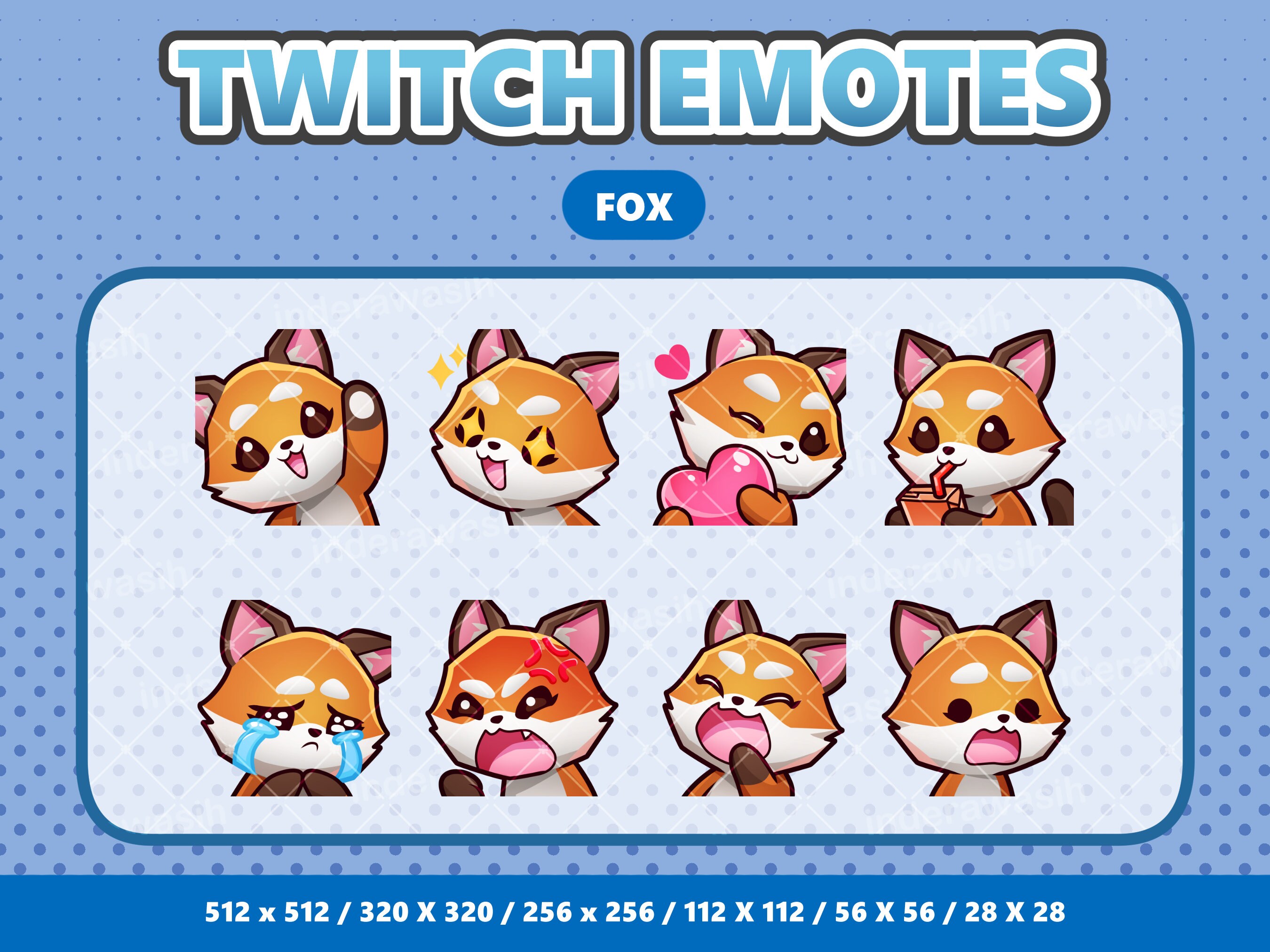 Mega 48 Emote Bundle Little Fox Kawaii - Twitch | Discord | Youtube ...
