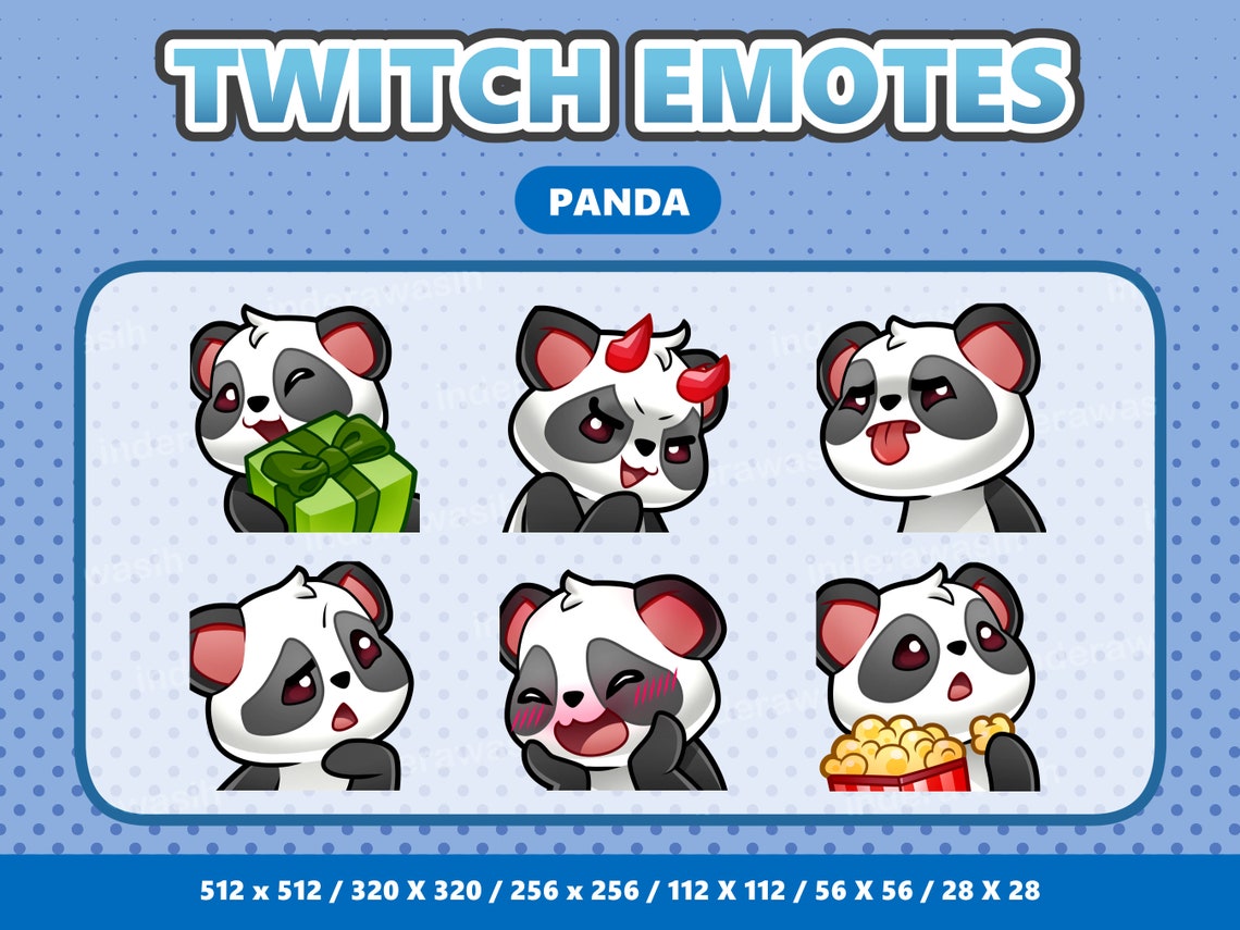 Panda Kawaii Emotes Pack 5 Twitch Discord Youtube Streamer Cute Digital ...