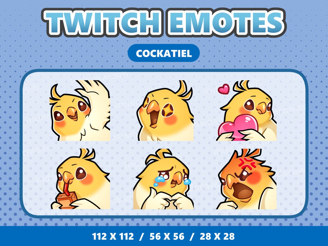 Cockatiel Bird Kawaii Emotes Pack 1 Twitch Discord - Etsy