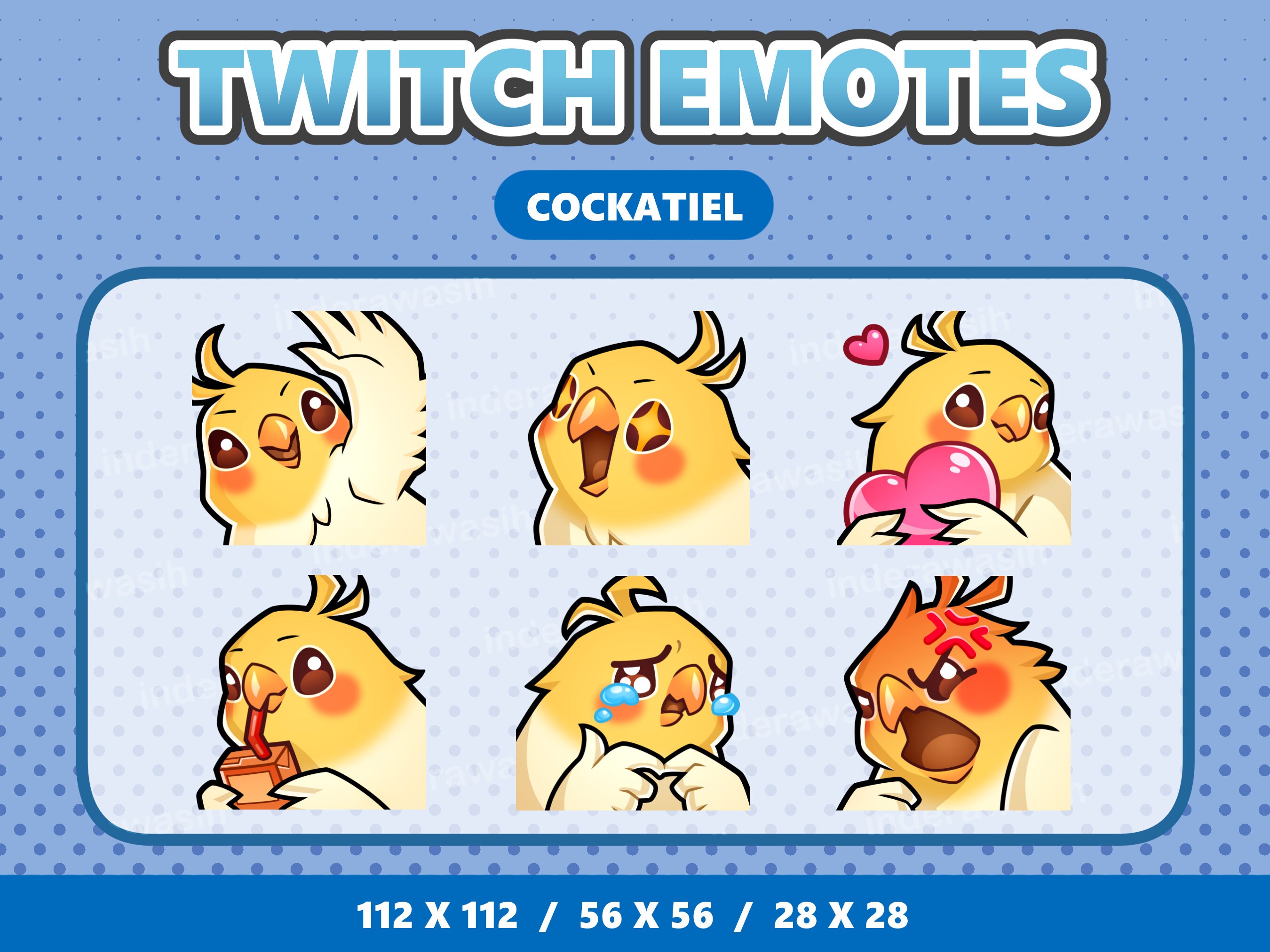 Cockatiel Bird Kawaii Emotes Pack 1 Twitch Discord - Etsy