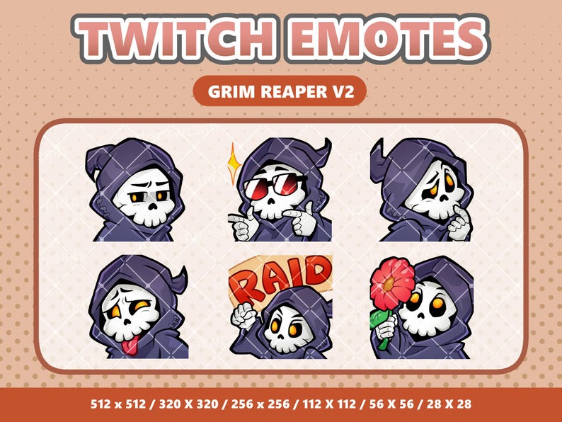 Grim Reaper V2 Kawaii Emotes Pack 4 - Twitch | Discord | Youtube ...