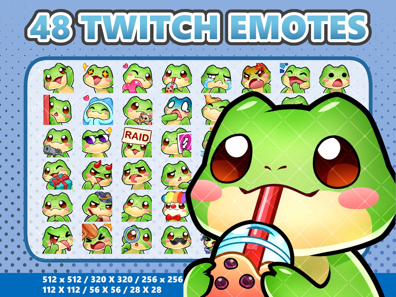 Mega 48 Emote Bundle Little Frog Kawaii - Twitch | Discord | Youtube ...