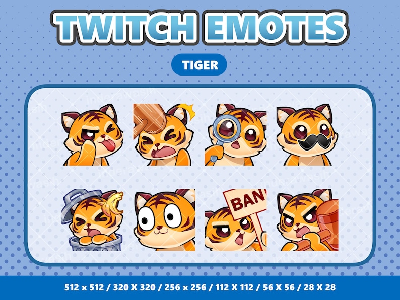 Mega 48 Emote Bundle Tiger Kawaii - Twitch | Discord | Youtube ...