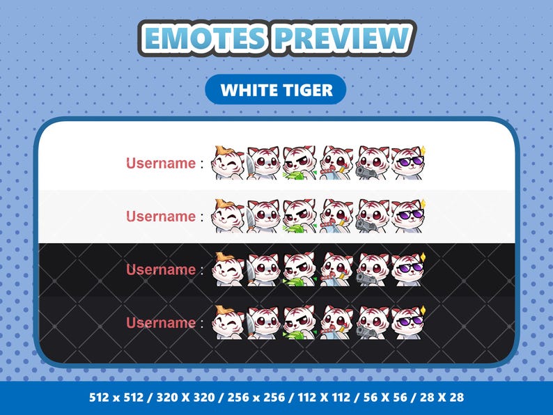 White Tiger Kawaii Emotes Pack 3 - Twitch | Discord | Youtube ...