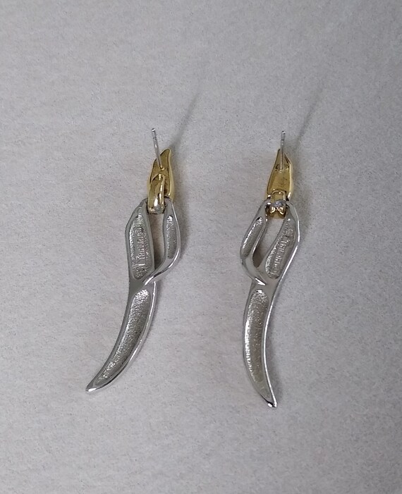 Vintage Leaf/Wings Shaped,Two-Tone Sterling Silver & … - Gem