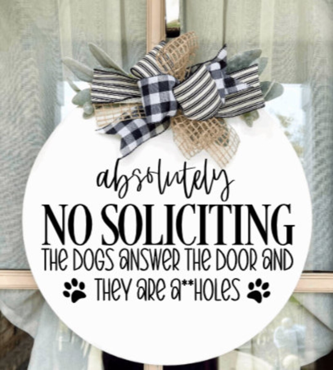 No Soliciting Round Door Sign Funny Door Sign Door Decor - Etsy
