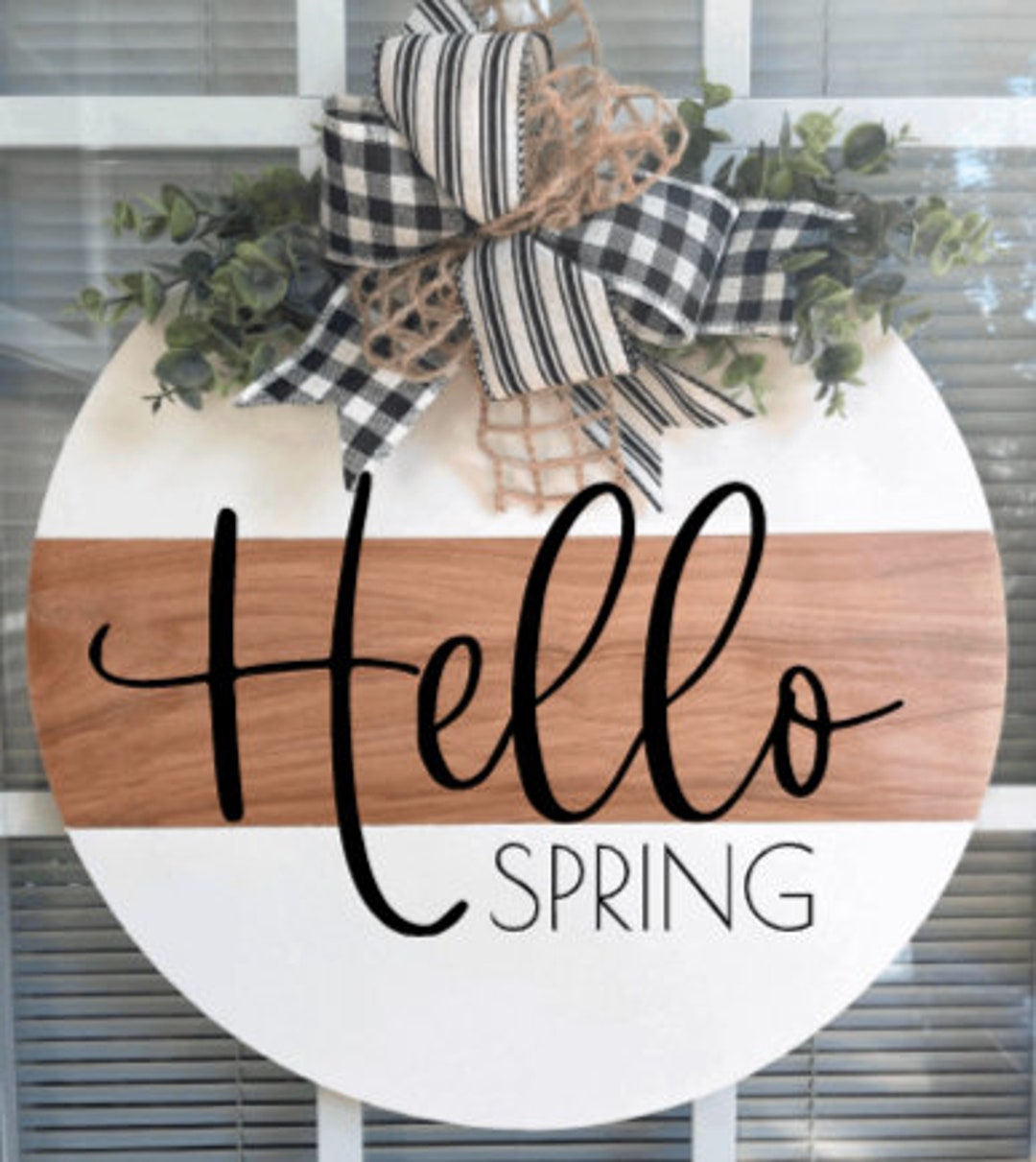 Modern Spring Front Round Door Sign Hello Spring Spring - Etsy