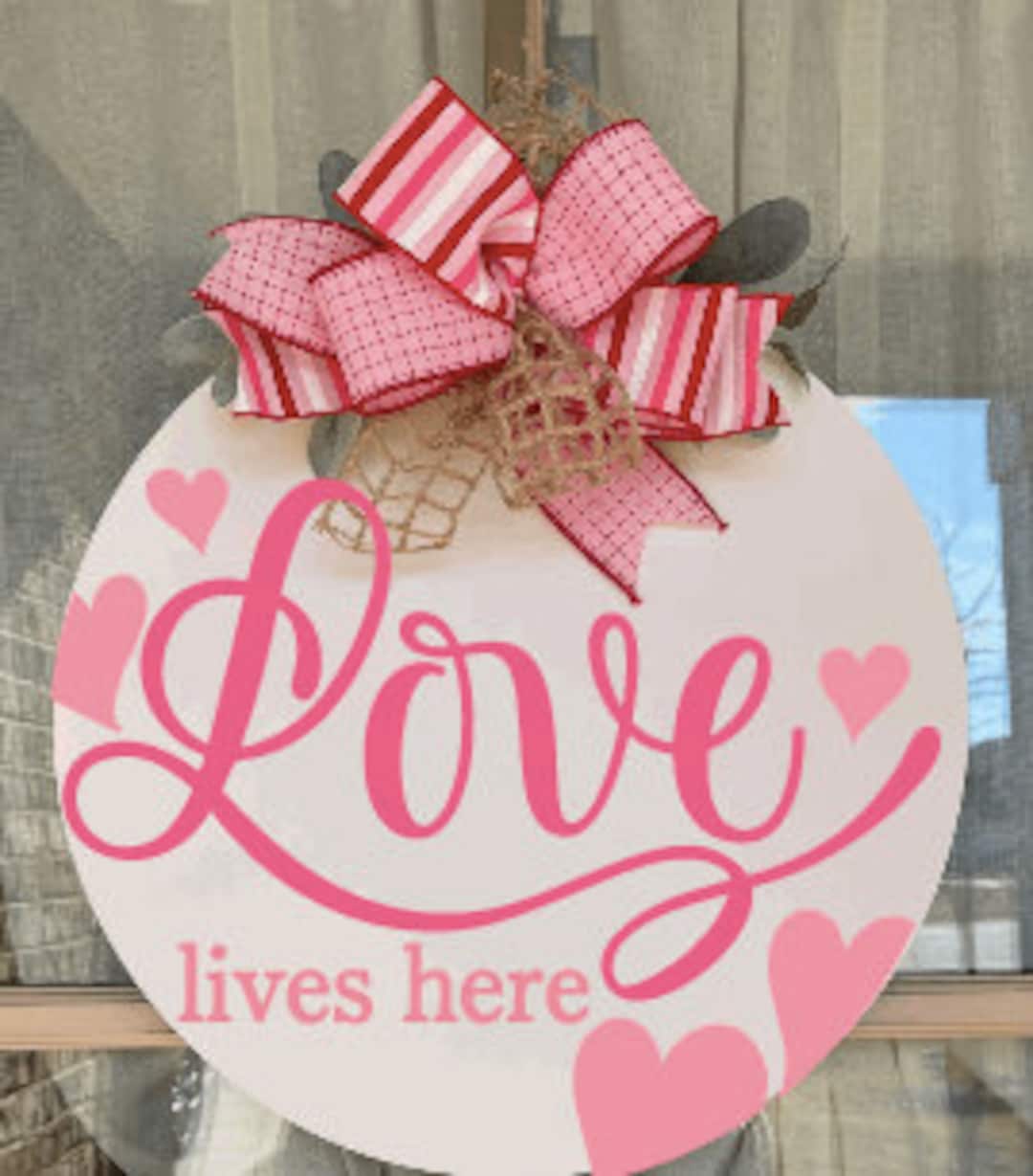 Valentine Round Door Sign Valentines Day Door Hanger - Etsy