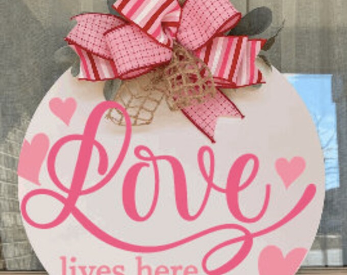 Valentine Round Door Sign Valentines Day Door Hanger Valentines Day ...