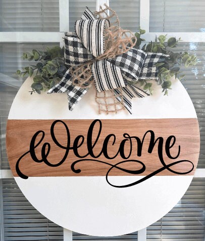 Modern Welcome Round Door Sign Door Hanger Door Sign - Etsy