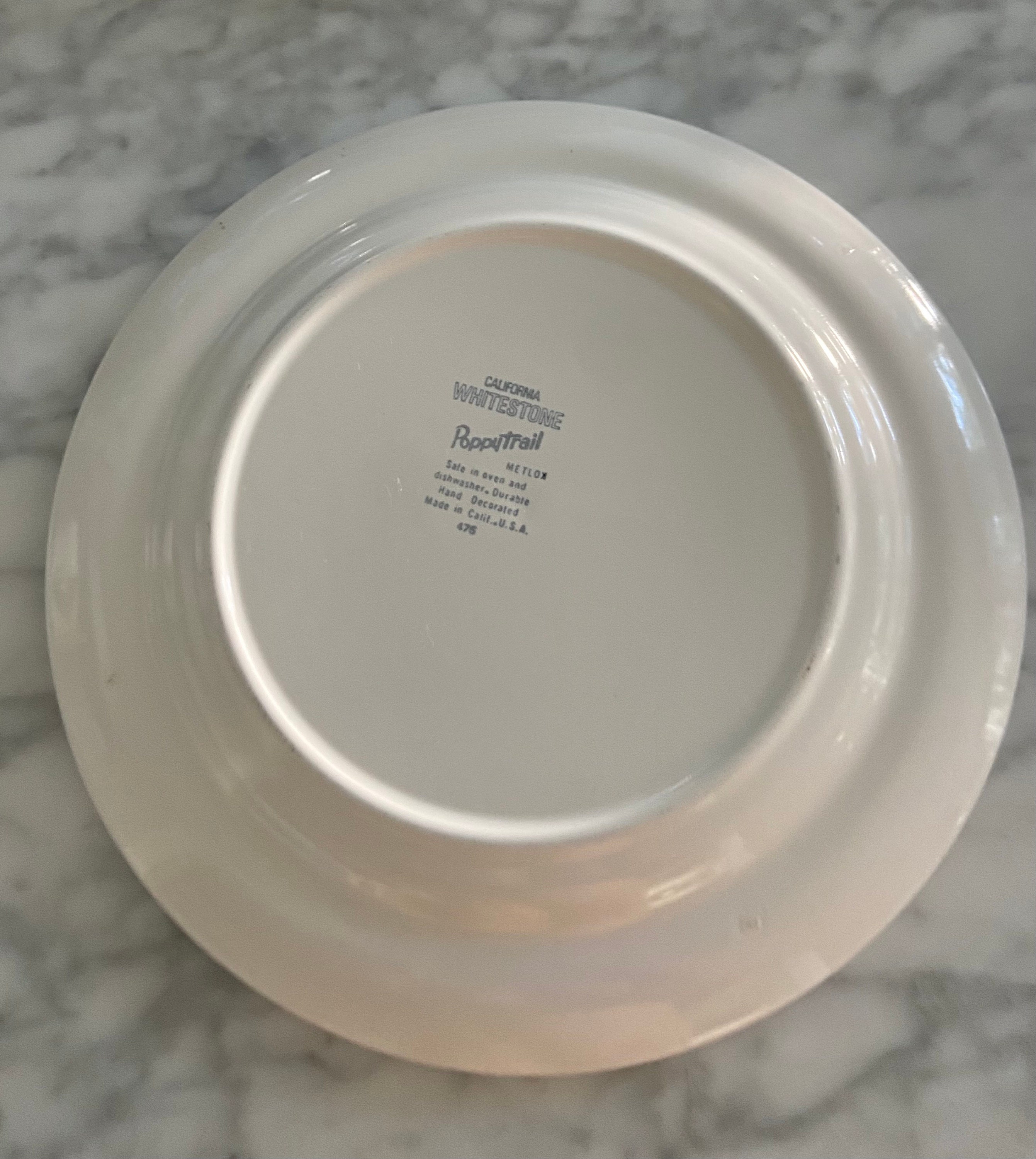 Vintage MCM Metlox Plates Set of 2 California Whitestone Poppytrail ...