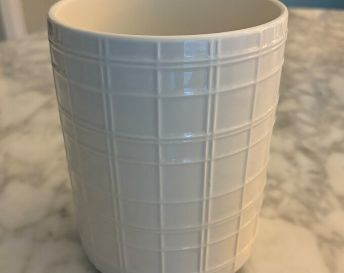 Bright White Porcelain Crock / Cache Pot by Maison Neuve / Geometric ...