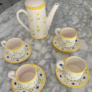 Vintage Tea Set Schmid Design Folio - Hand Painted / Yellow Tulips ...