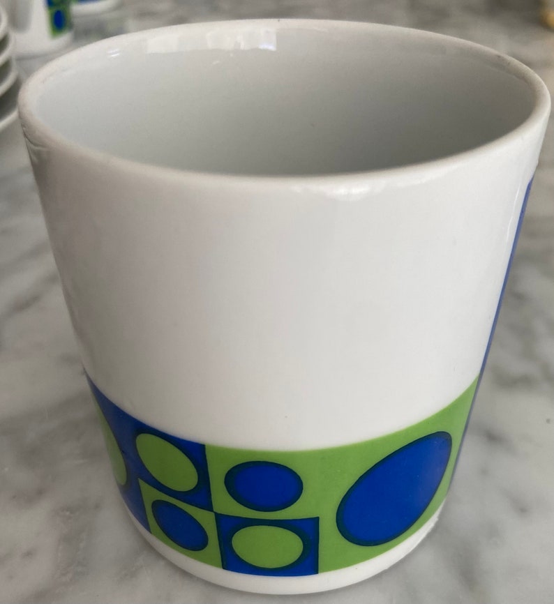4 MCM Geometric Snack Sets. Porcelain. Blue and Green Modernism. Jonas ...