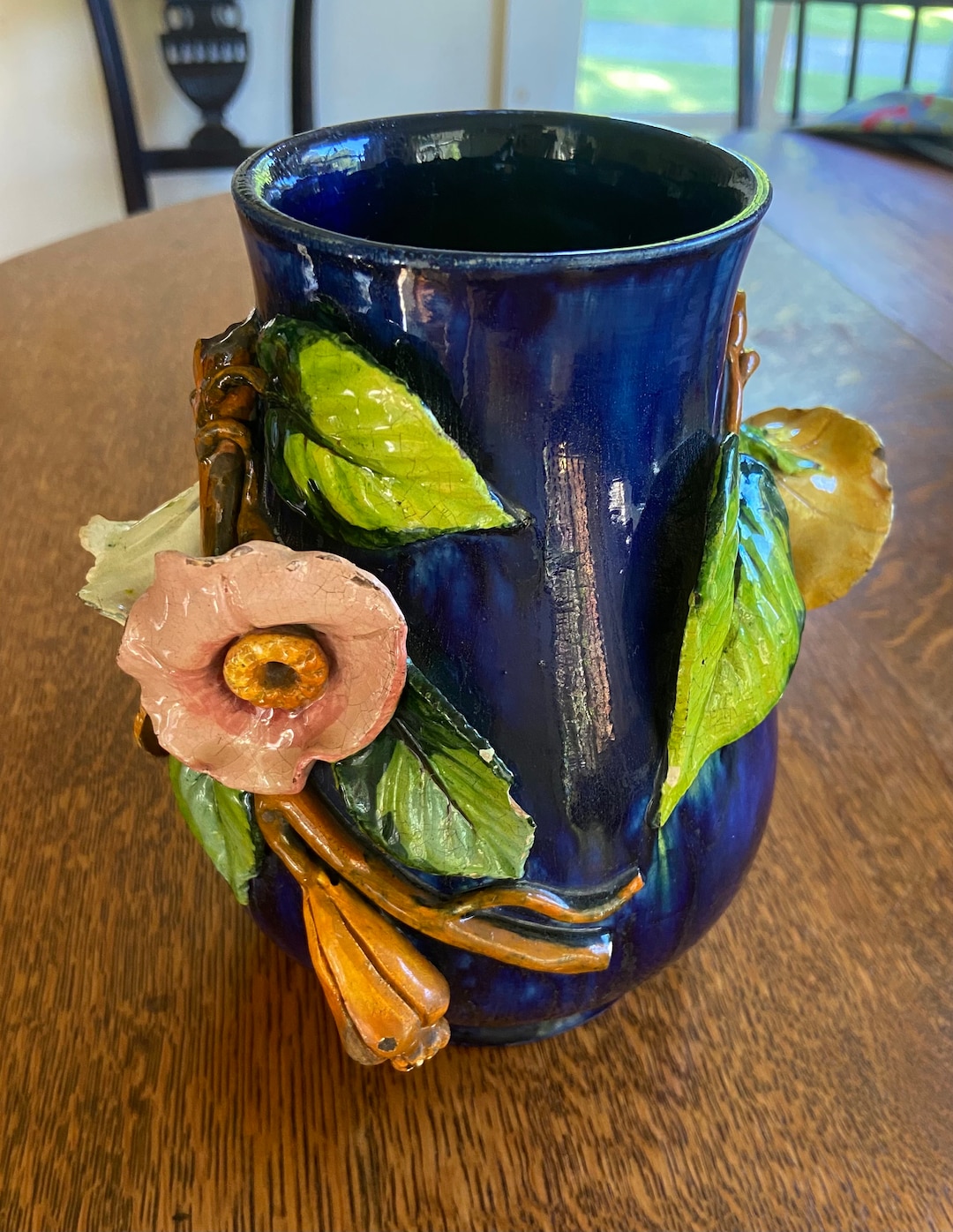 Antique Faience Mfg. Co. High Relief Majolica Vase - French Barbotine ...