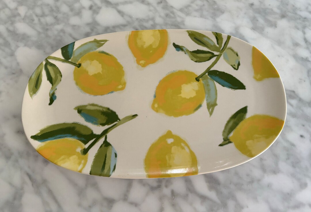 Creative Co-op Lemon Platter - Design by Chad Barrett 15” X 9” - Etsy