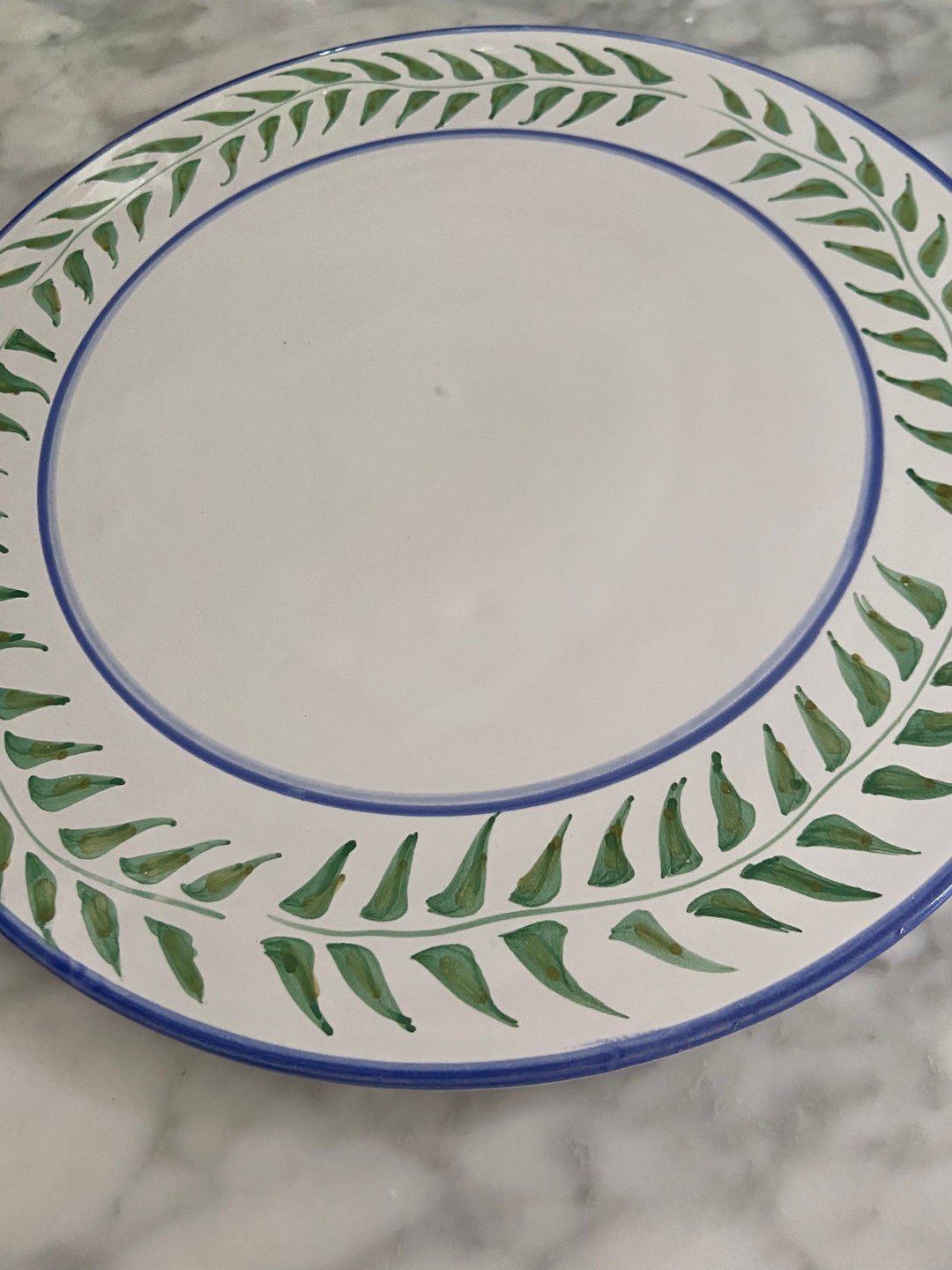 L'antica Deruta Majilly Cake / Serving Plate Hand Painted Fern Pattern ...