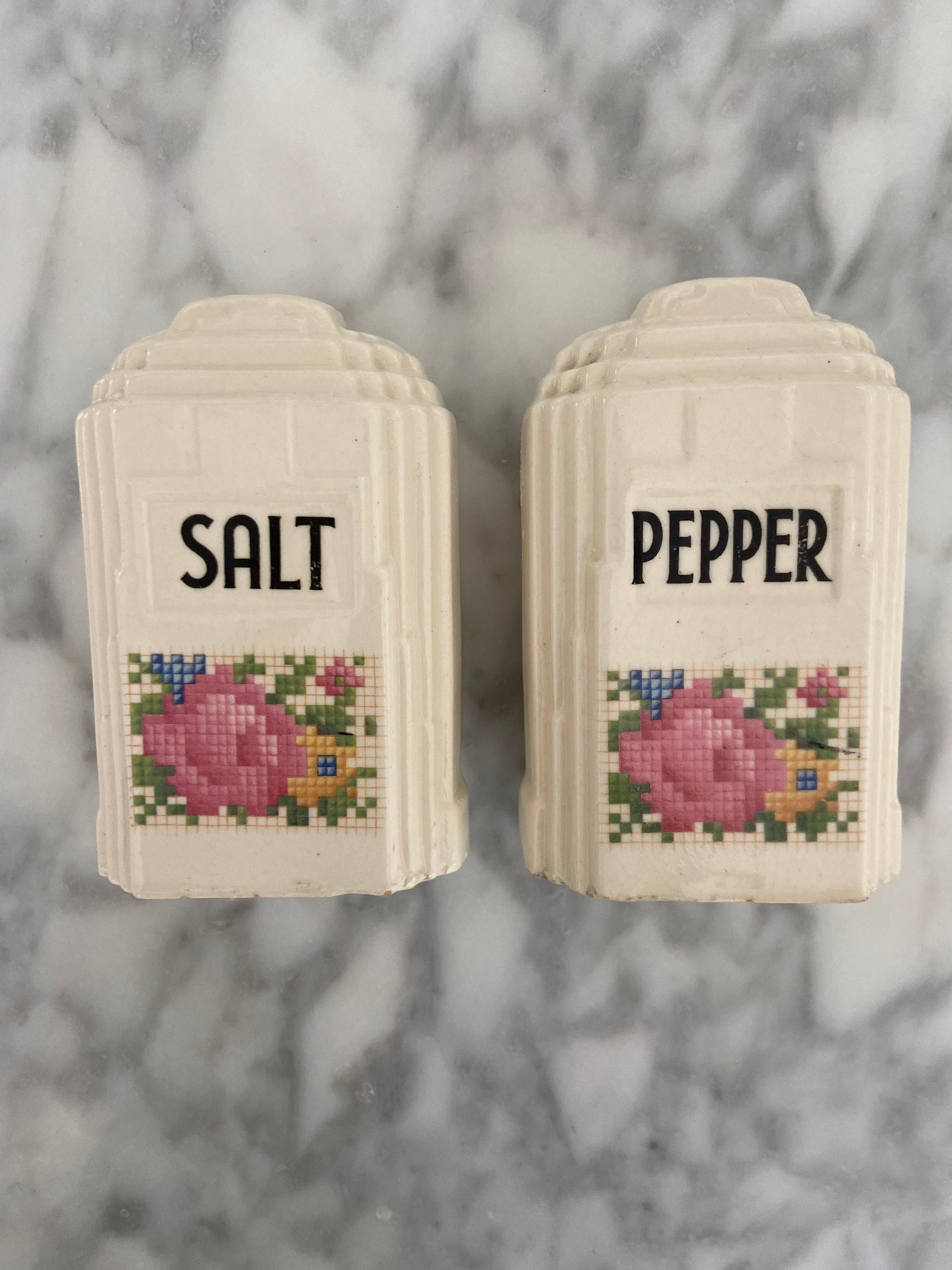 Art Deco Skyscraper Salt and Pepper Shakers by Harker Pottery - Etsy