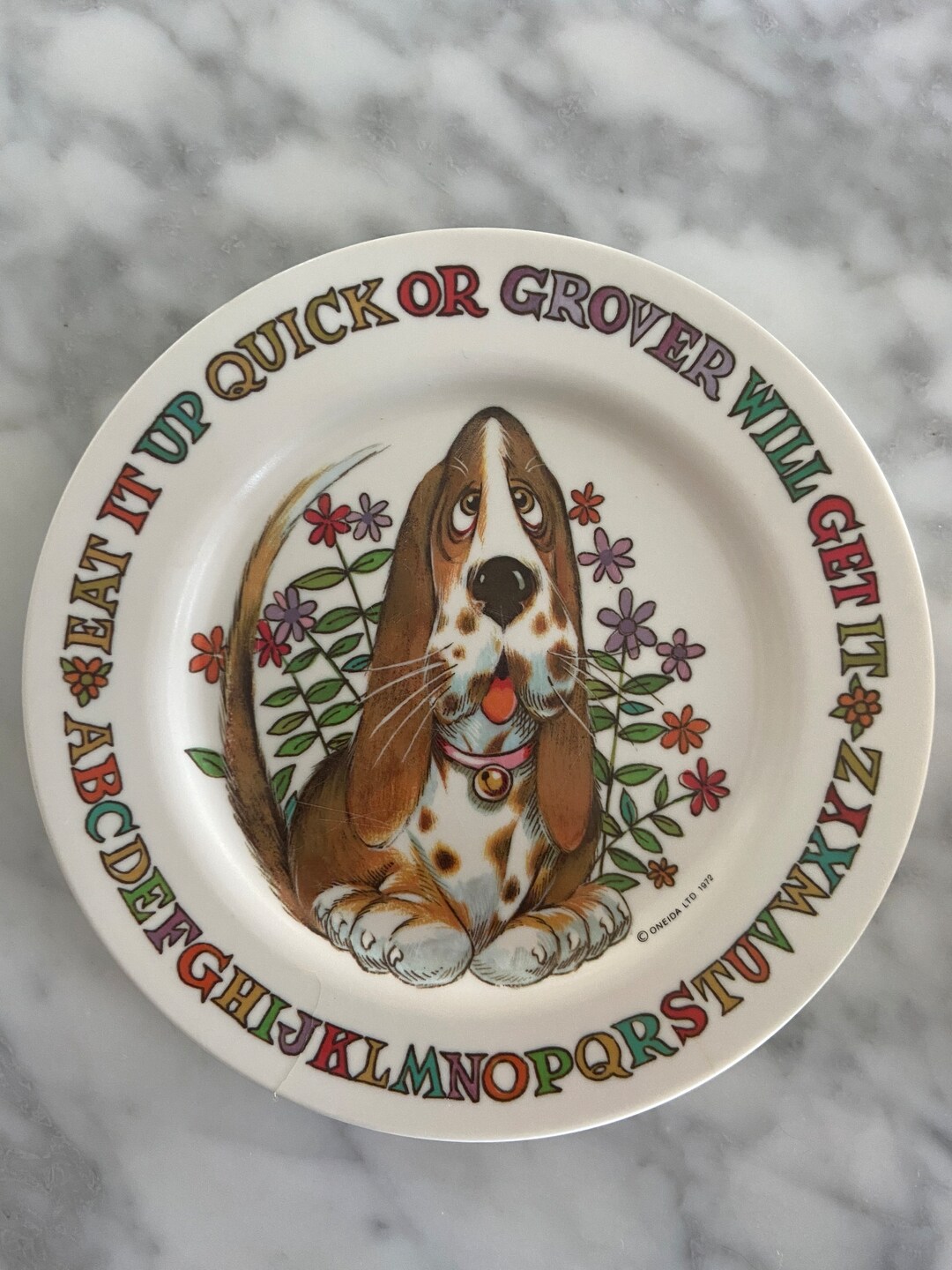 Vintage 1972 Kid’s Plate With Grover the Bassett Hound and the Alphabet ...