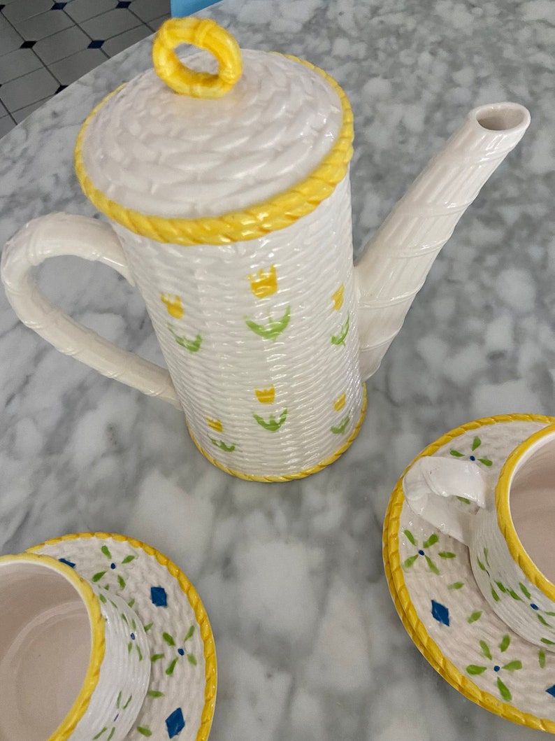 Vintage Tea Set Schmid Design Folio - Hand Painted / Yellow Tulips ...
