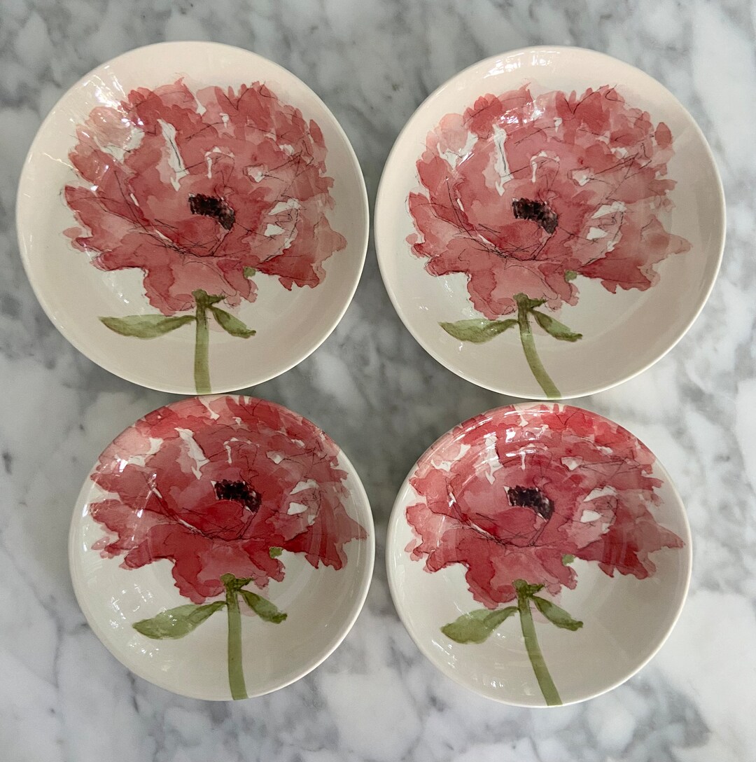 Royal Stafford Red Poppy Bowls - Burslem England UK - Porcelain - 2 ...