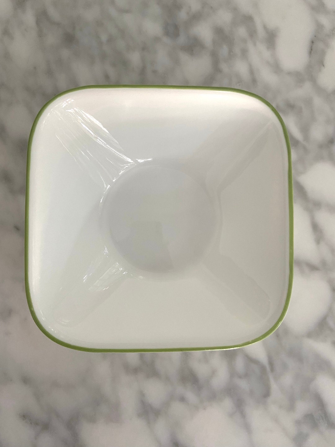 Corelle Bamboo Leaf Square Cereal Bowl White With Green Rim - Etsy
