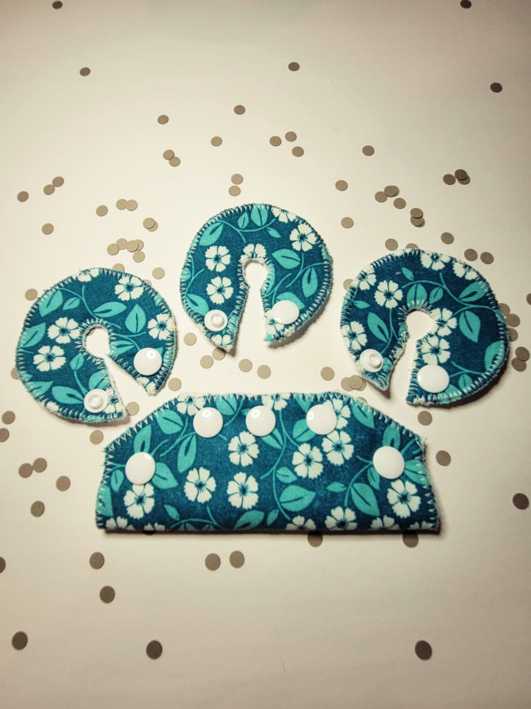 Emereld/white Flowers Feeding Tube Tubie Pads/connector Covers - Etsy