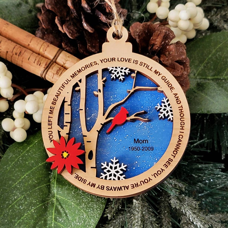 Personalized Cardinal Memorial Wooden Christmas Ornament - Etsy