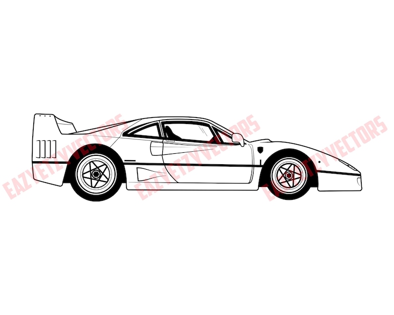 Ferrari F40 1987 Vector Drawing Supercar - Etsy