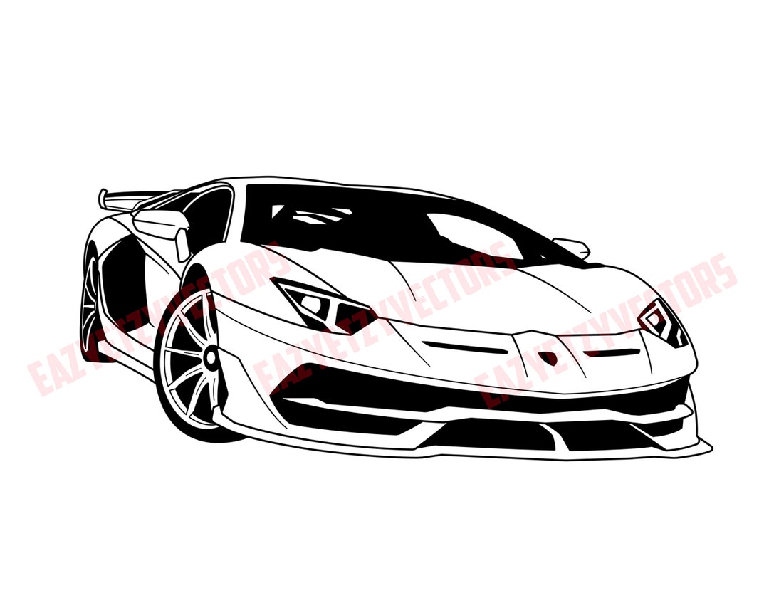 Lamborghini Aventador SVJ Vector File Drawing Supercar - Etsy Portugal