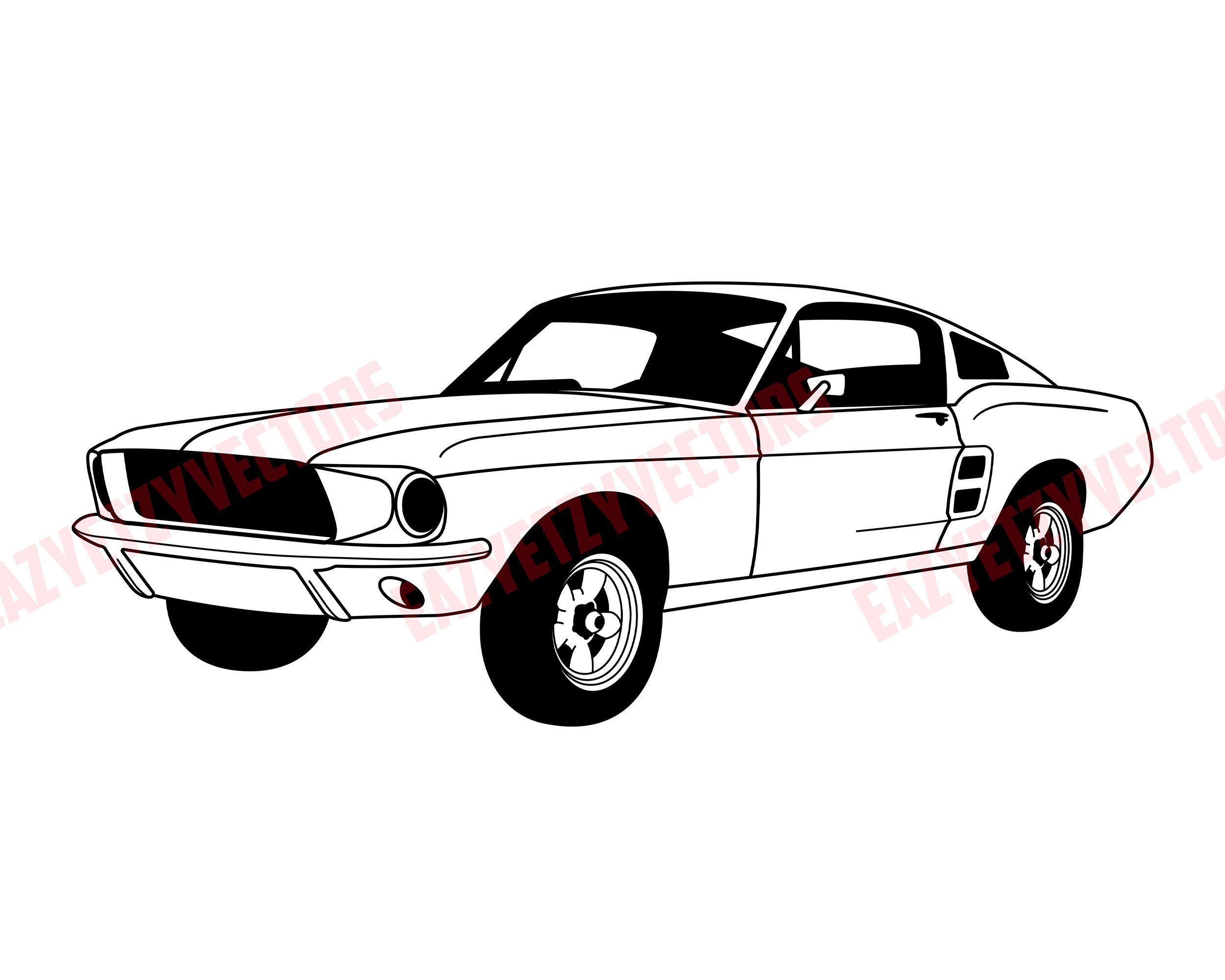 1967 Ford Mustang Vector File Drawing Muscle Car - Etsy Canada