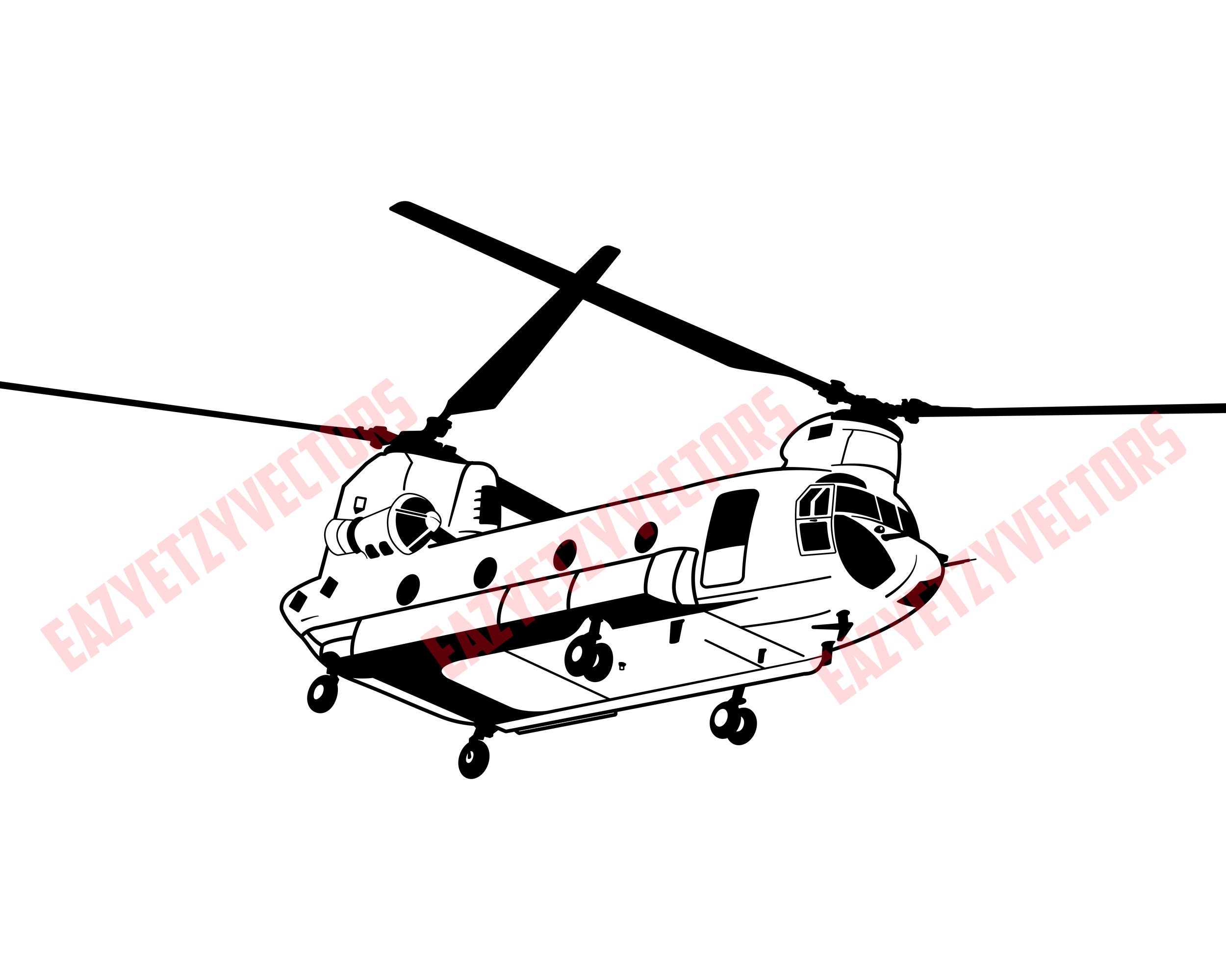 Boeing CH-47 Chinook Helicopter Vector File Drawing - Etsy Australia