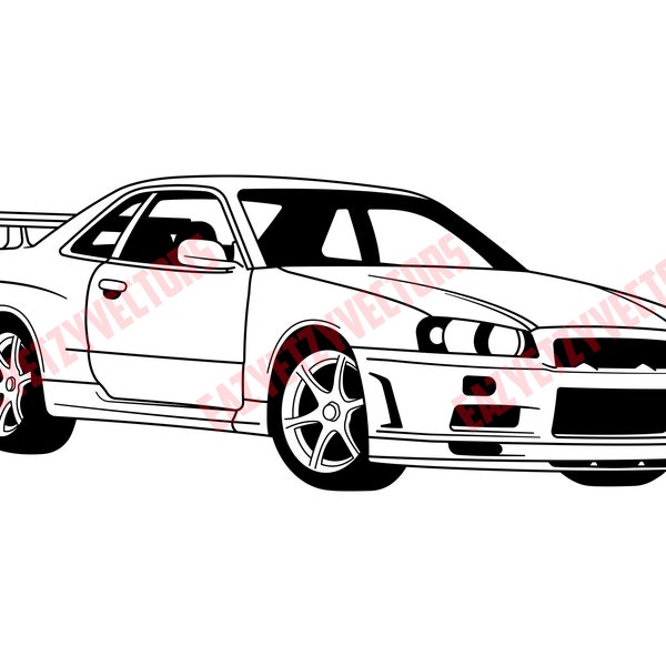 Nissan Skyline R34 Svg - Etsy