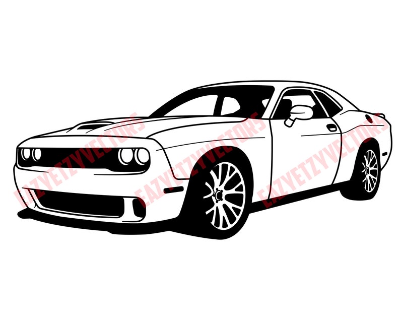 2016 Dodge Challenger Hellcat Vector Drawing | Etsy