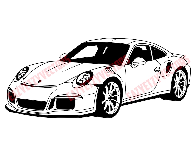Porsche 911 GT3 RS Vector File Drawing - Etsy France
