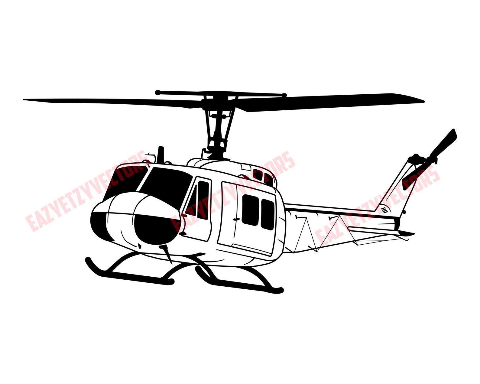 Bell Huey UH-1N Helicopter Vector File Drawing - Etsy Australia