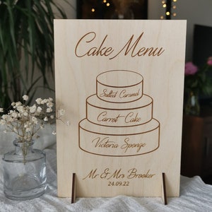 Personalised Wedding Cake Menu Sign, Wedding Cake Flavour Sign, Sweet ...