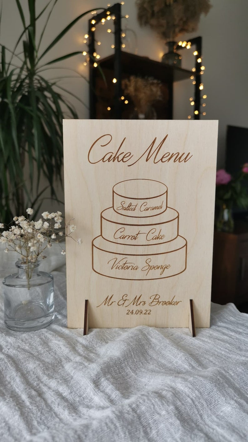 Personalised Wedding Cake Menu Sign Wedding Cake Flavour - Etsy