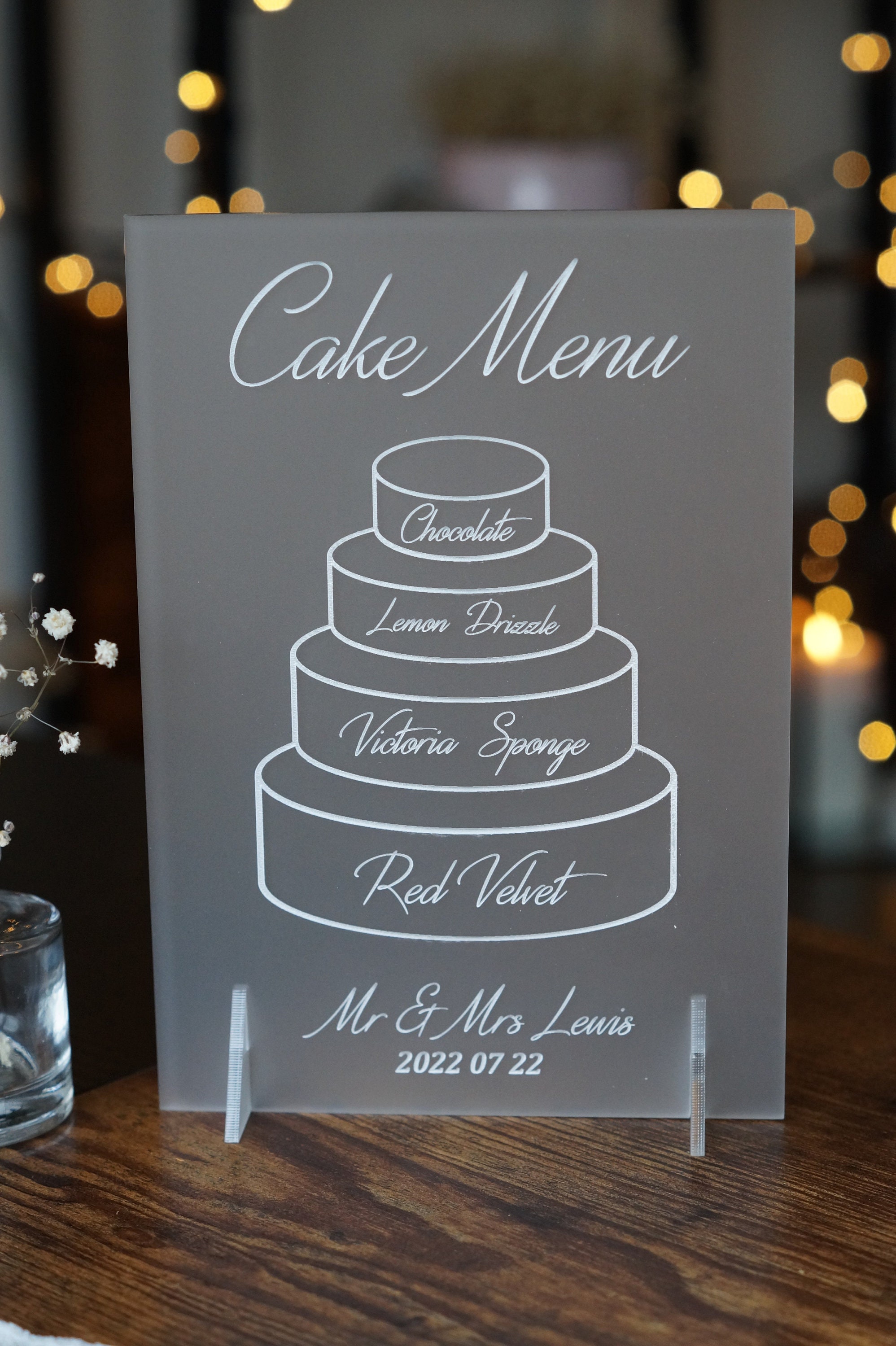 Personalised Wedding Cake Menu Sign Wedding Cake Flavour - Etsy
