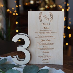 Custom Table Number With Menu, Personalised Table Number and Wedding ...