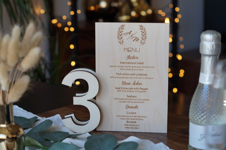 Custom Table Number With Menu, Personalised Table Number and Wedding ...