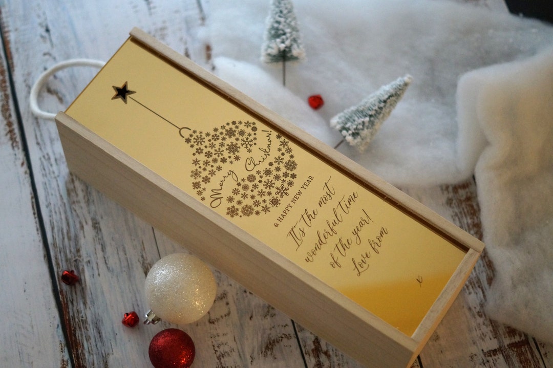 Personalised Wooden Wine Box, Laser Engraved Unique Gift, Custom ...