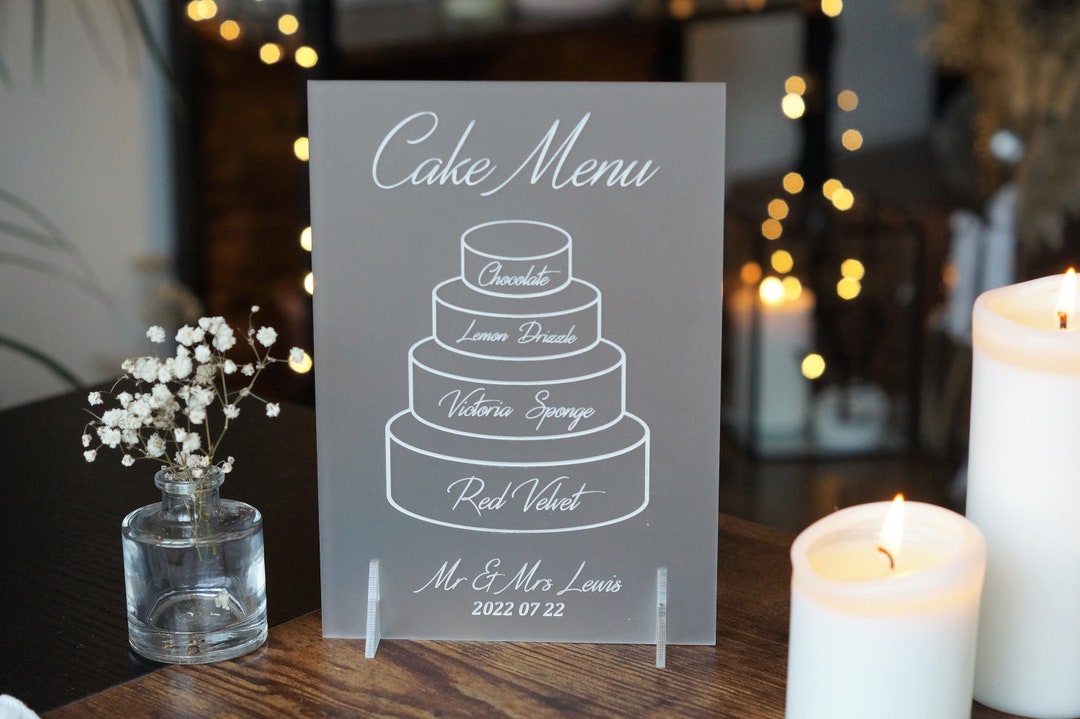 Personalised Wedding Cake Menu Sign, Wedding Cake Flavour Sign, Sweet ...