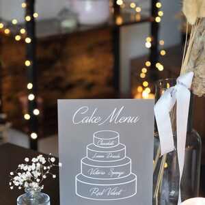 Personalised Wedding Cake Menu Sign, Wedding Cake Flavour Sign, Sweet ...